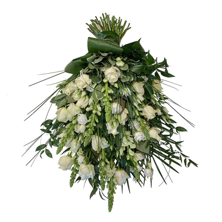 rouwboeket met lint | TOP rouwstuk | witte rouwboeketten, uitvaart ...